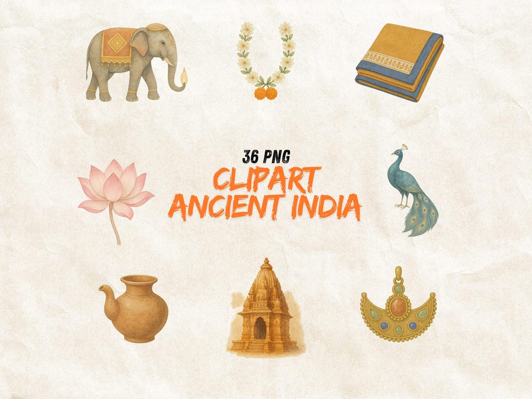 Ancient India Clip Art Bundle – Watercolor Indian Culture Elements ...