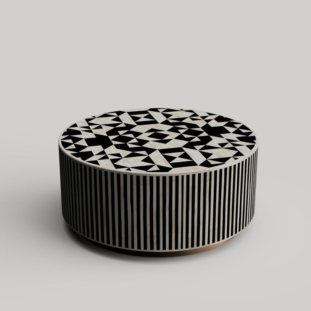 Handmade Bone Inlay Coffee Table: Geometric Resin Accent Table - Etsy