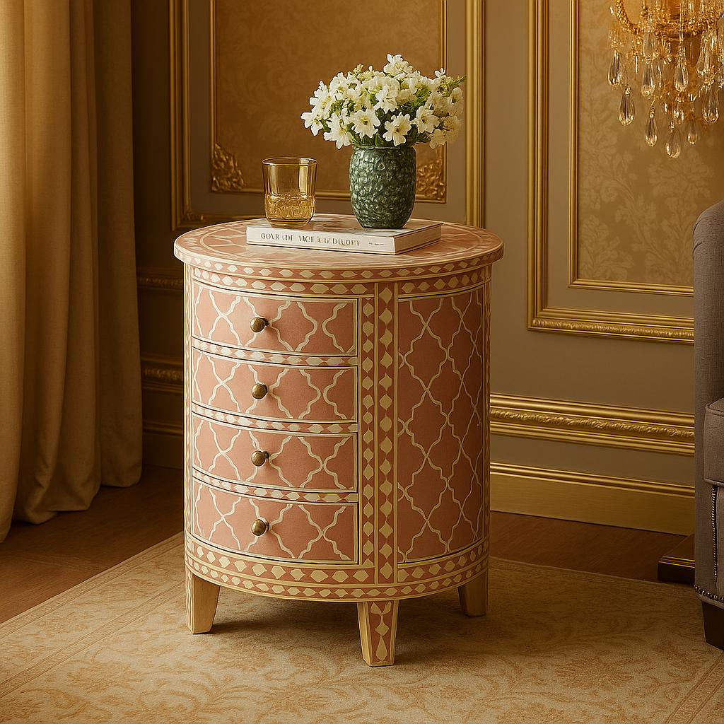 Handmade Bone Inlay End Table: Moroccan Side Cabinet With Drawers - Etsy