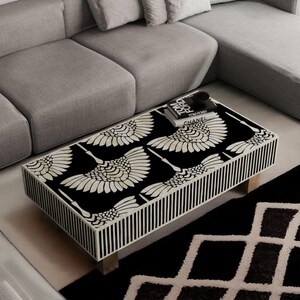 Handmade Resin Inlay Coffee Table: Crane Bird Motif Accent Table - Etsy