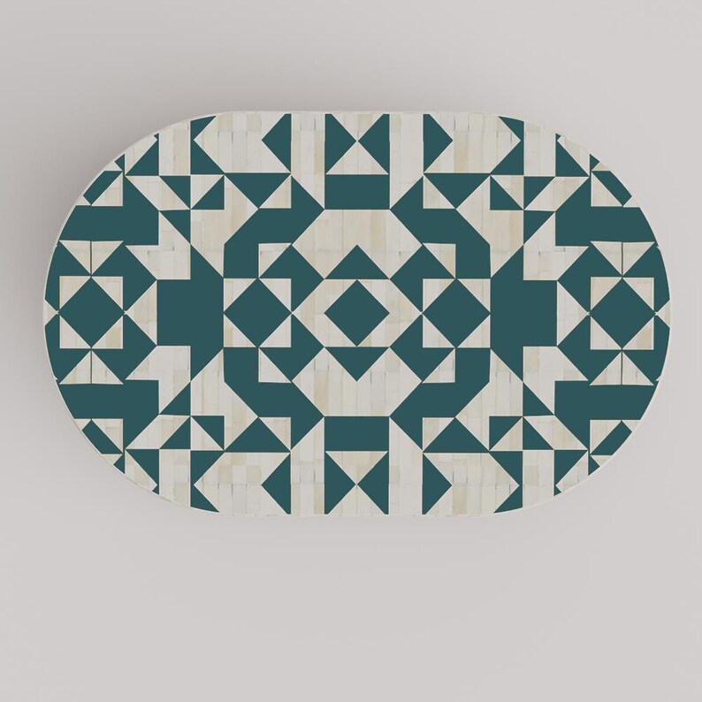 Handcrafted Bone Inlay Coffee Table: Oval Resin Accent Table - Etsy
