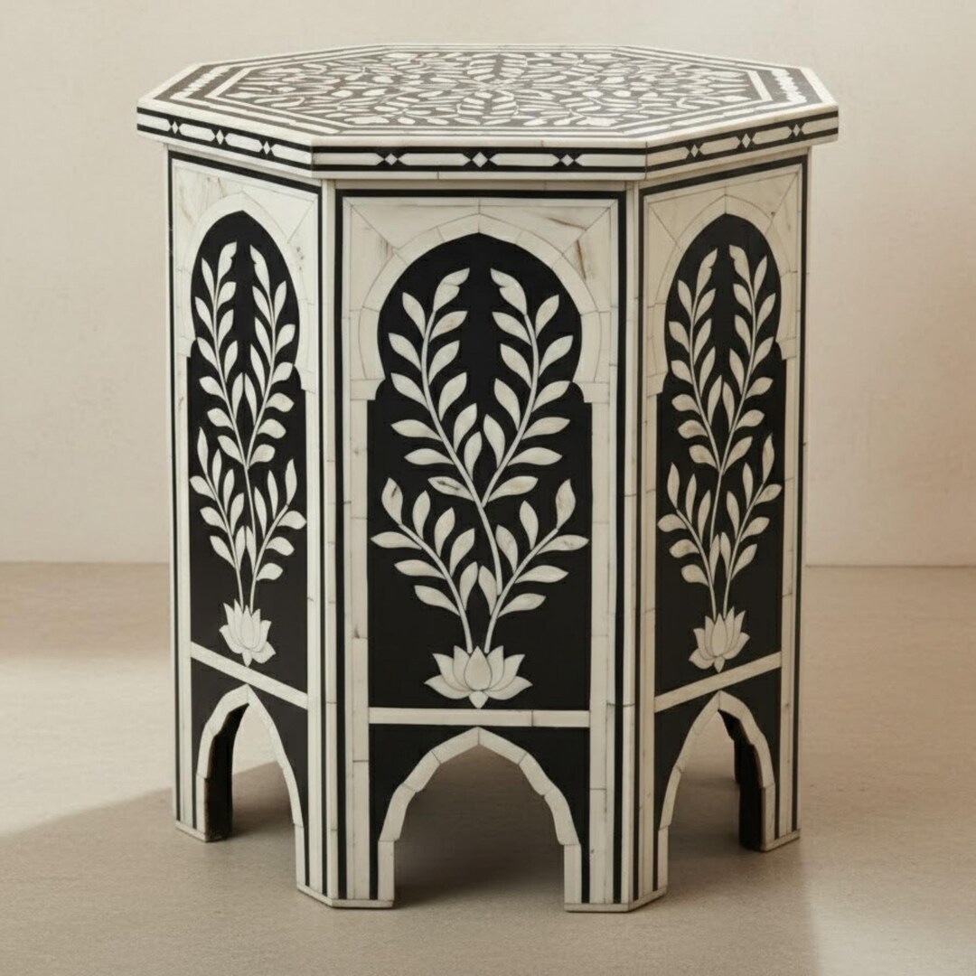 Handmade Bone Inlay End Table | Floral Arch Side Table - Etsy