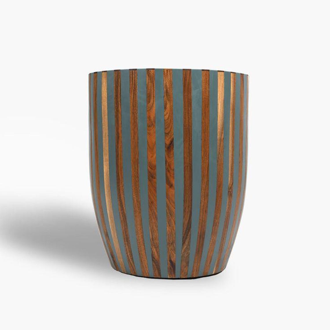 Handmade Moroccan Walnut Side Table: Barrel-shaped Resin Inlay - Etsy