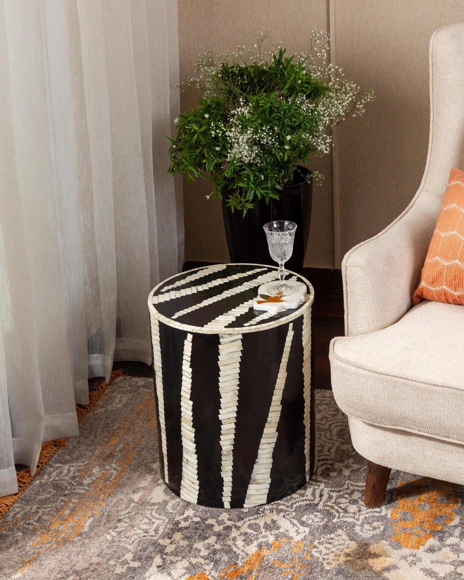 Handmade Resin and Bone Inlay End Table: Modern Accent Furniture - Etsy