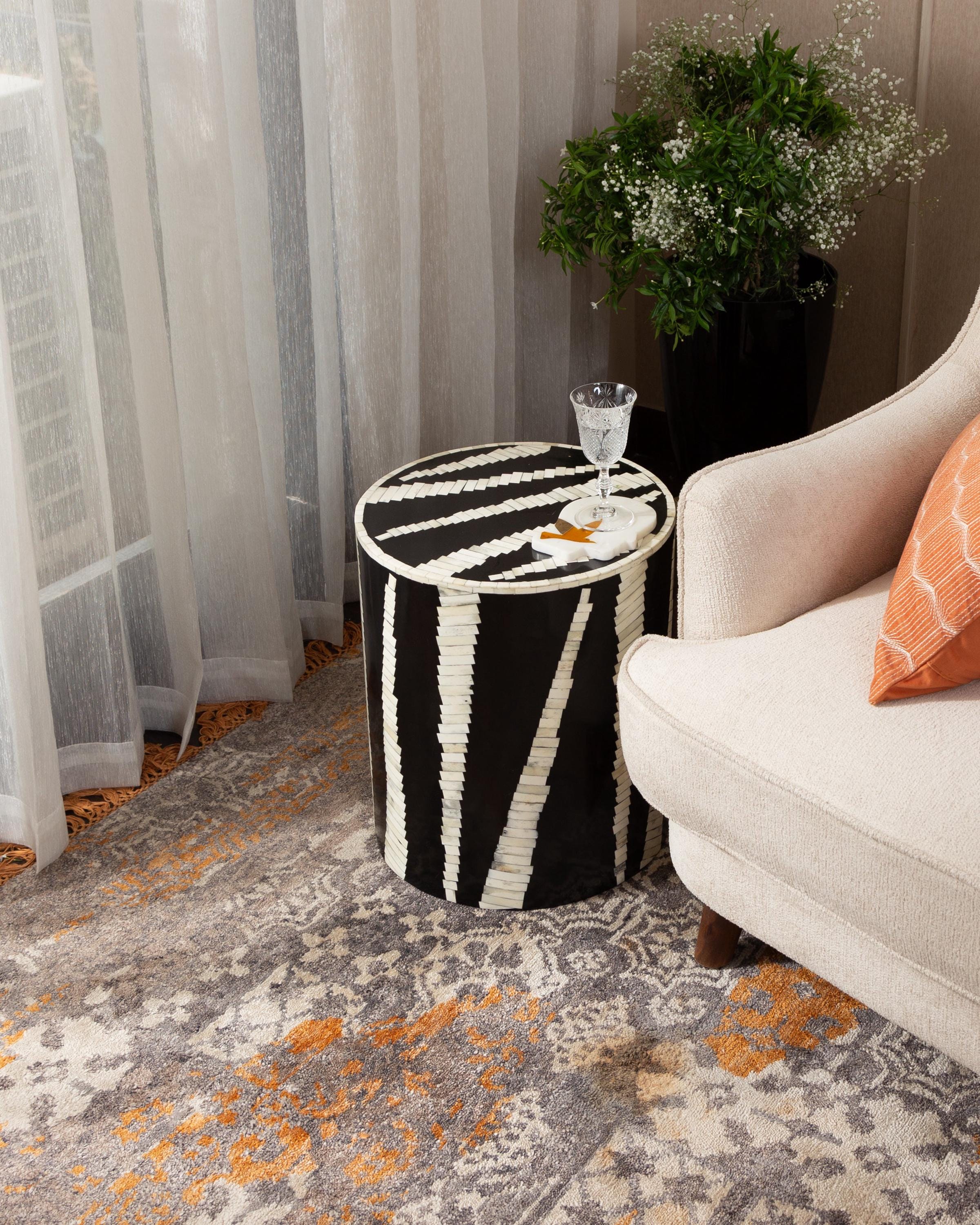 Handmade Resin and Bone Inlay End Table: Modern Accent Furniture - Etsy