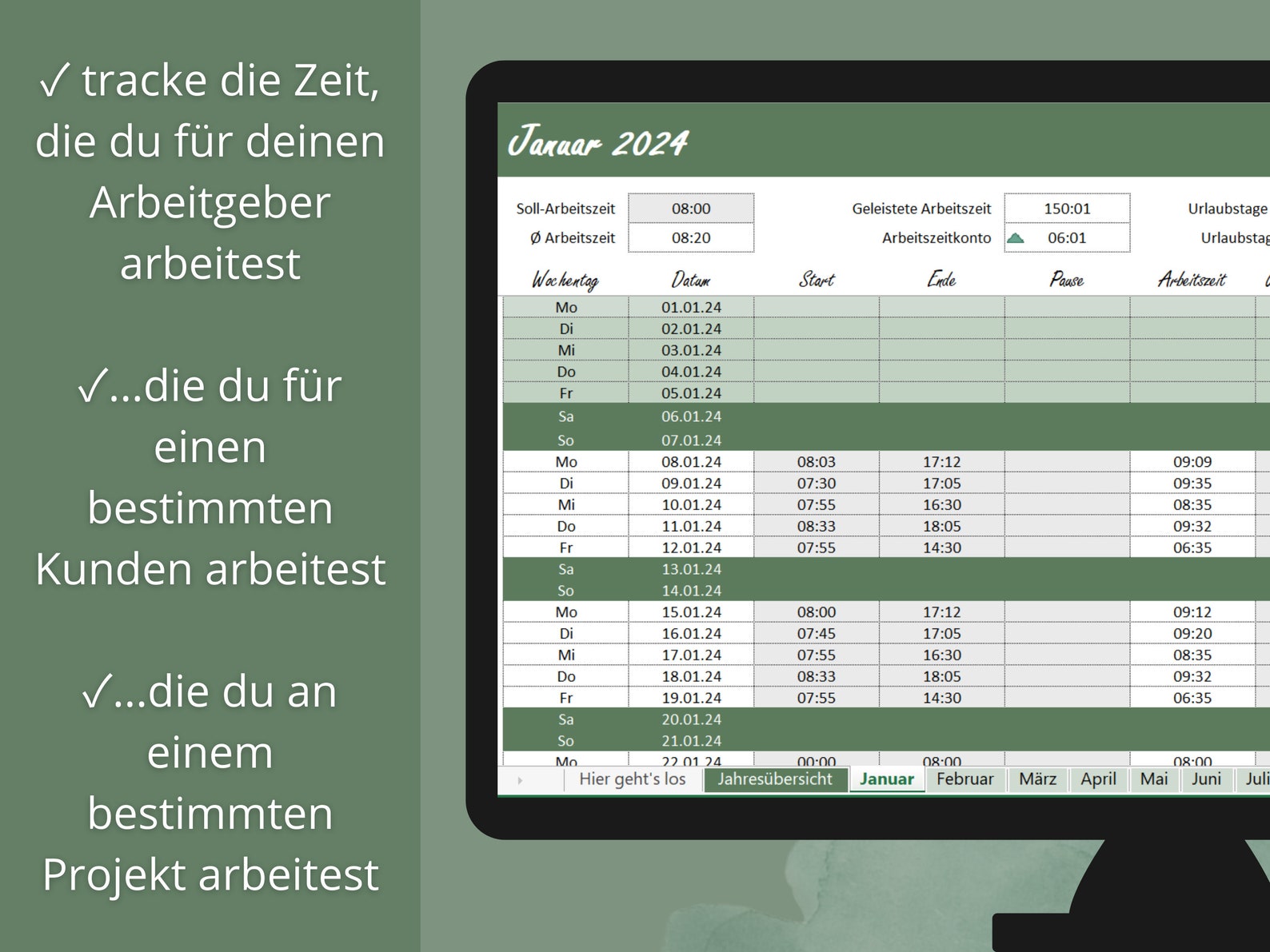 Timesheet Digital Excel Template - Etsy UK