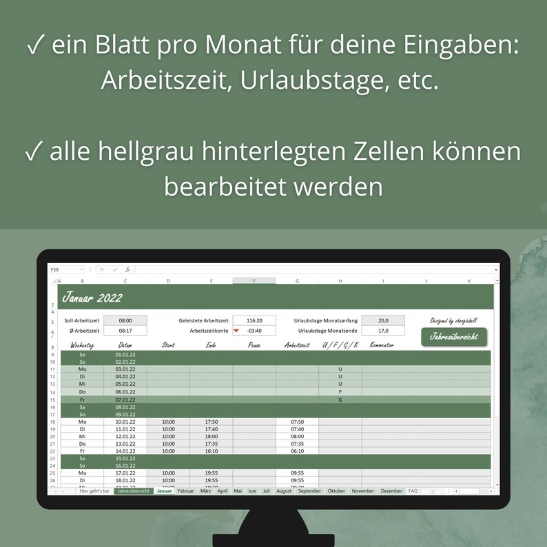 Timesheet Digital Excel Template - Etsy UK