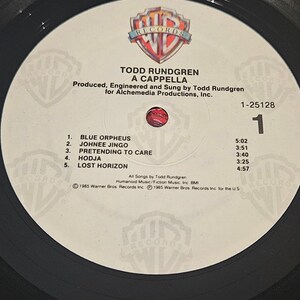Todd Rundgren - A Cappella - Vintage Vinyl - LP Released 1985 - Rare ...