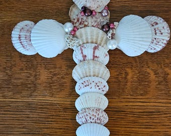 Wall Hanging Seashell Cross - Sea Shell Art - Tropical Decor - Etsy