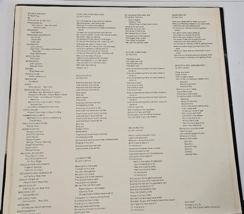 Double Fantasy - John Lennon and Yoko Ono - Vintage Vinyl - LP Released ...