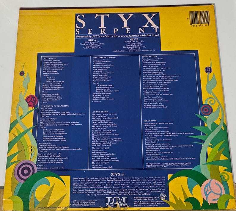 Styx - Serpent - Vintage Vinyl - LP Released 1980 - Etsy