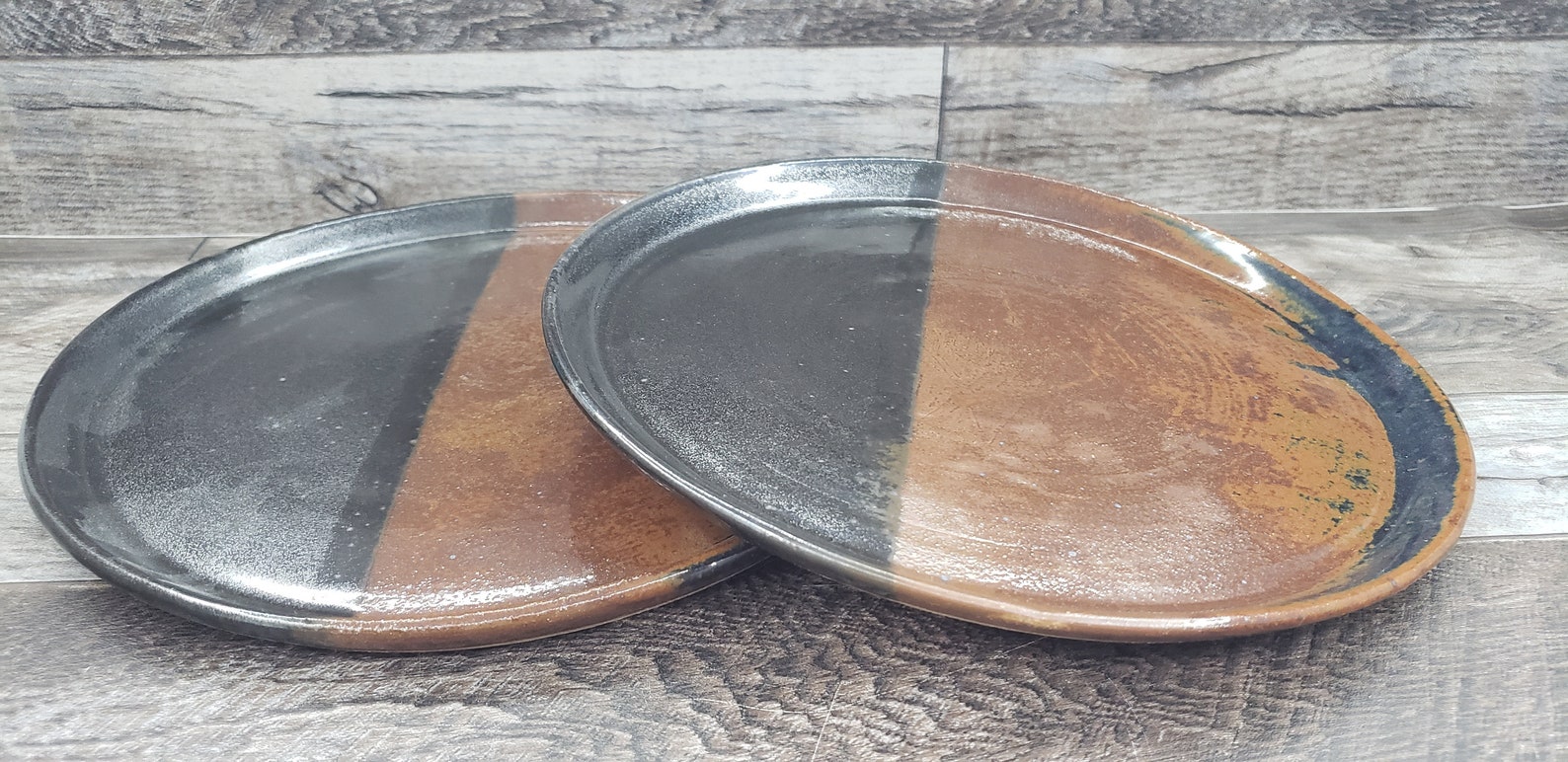 Two Modern Look Ceramic Lunch Plates - St. John's Black and Angel Eyes ...