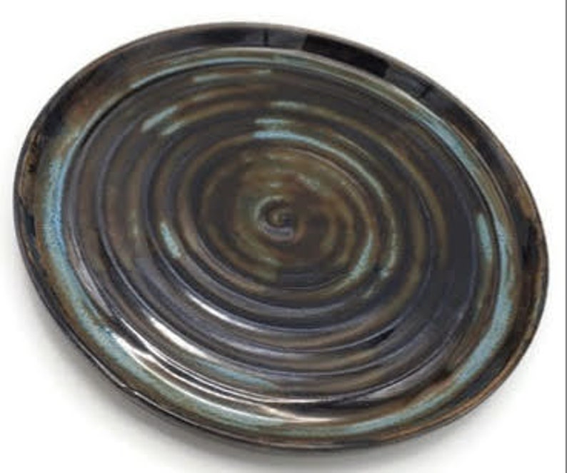 Heavy Platter/large Dinner Plate, Shiny Blue Rutile & Black - Etsy