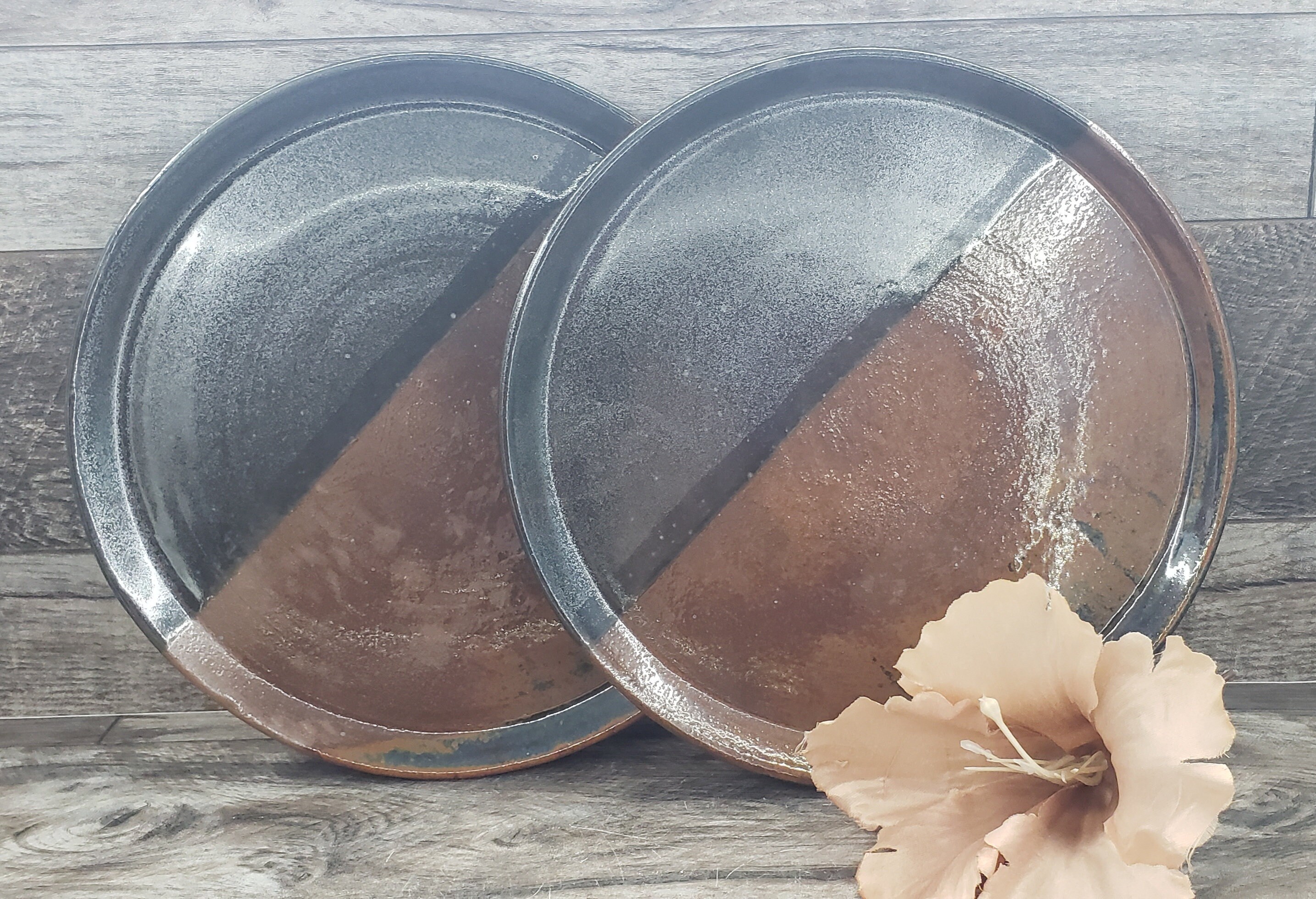 Two Modern Look Ceramic Lunch Plates - St. John's Black and Angel Eyes ...
