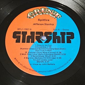 Jefferson Starship "spitfire" - Vintage Vinyl - LP Released 1976 - Etsy