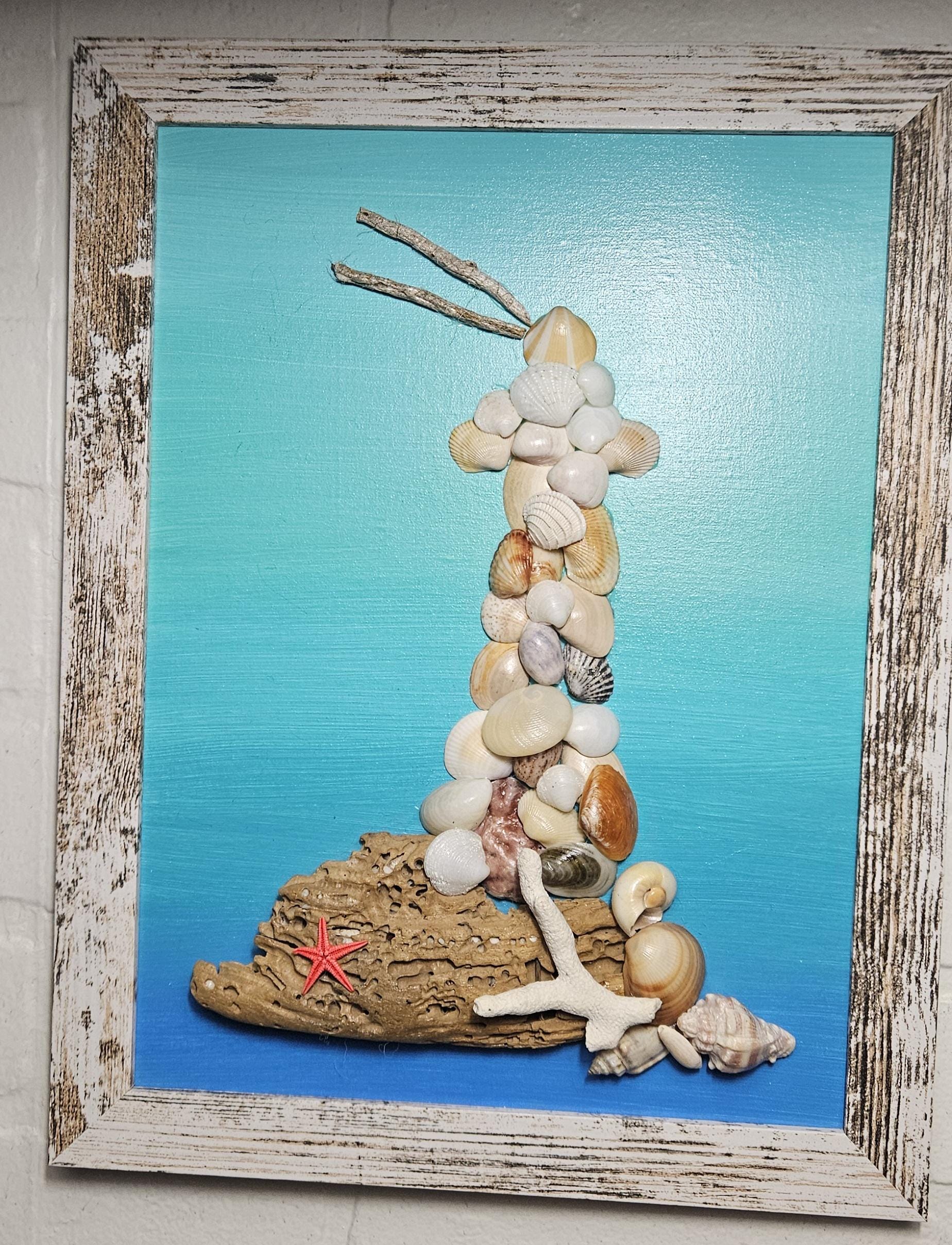 Lighthouse Wall Hanging - Sea Shell Art - Coastal Decor - Etsy