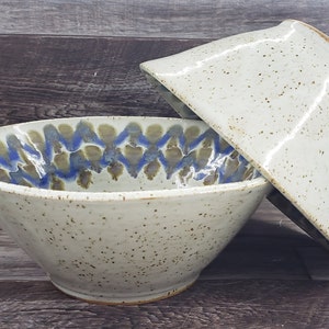 Large Pottery Thrown Bowls - Two Abstract Serving Bowls - Multi-colored ...