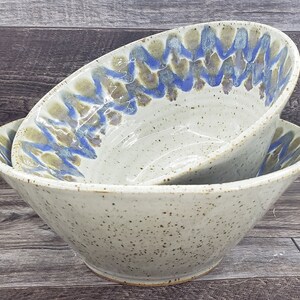 Large Pottery Thrown Bowls - Two Abstract Serving Bowls - Multi-colored ...