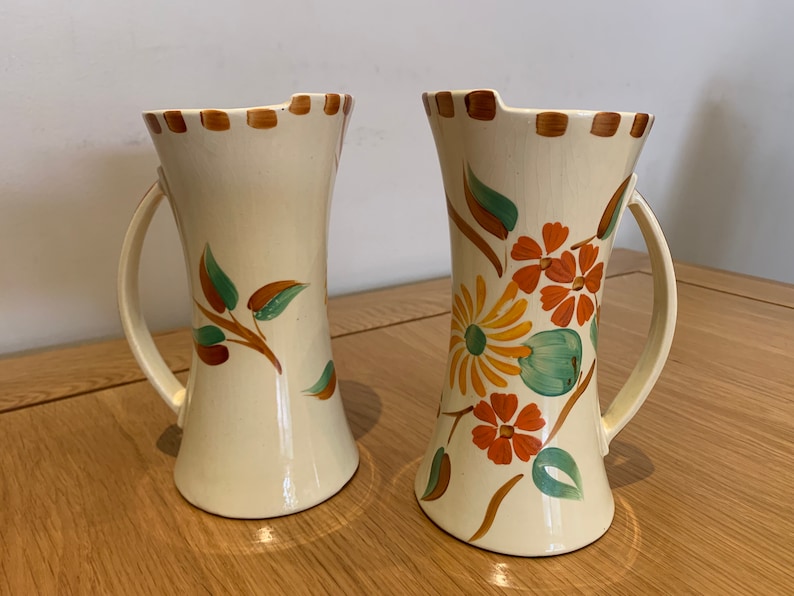 Wade Heath Pair of Art Deco Vintage Jugs - Floral Pattern - Etsy