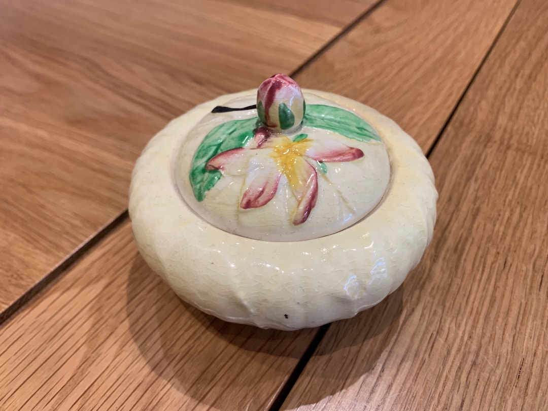 Carlton Ware Condiment Pot - Yellow With Embossed Apple Blossom - Etsy
