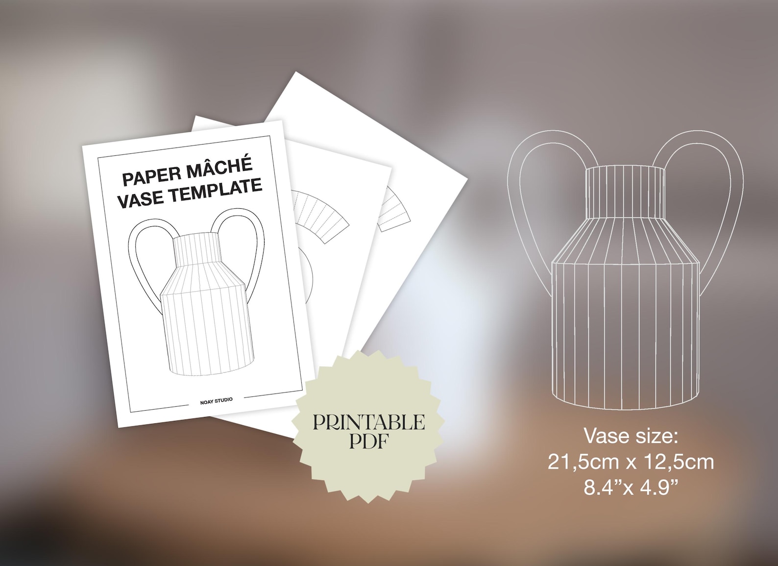 Vase Template, Cardboard & Paper Mâché Template PDF, Downloadable Paper ...