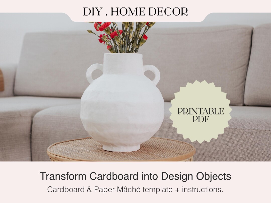Vase Template, Cardboard & Paper Mâché Template PDF, Downloadable Paper ...