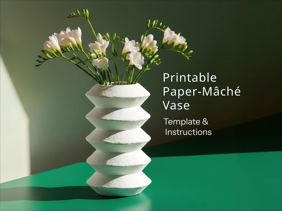 Vase Template, Cardboard & Paper Mâché Template PDF, Downloadable Paper ...