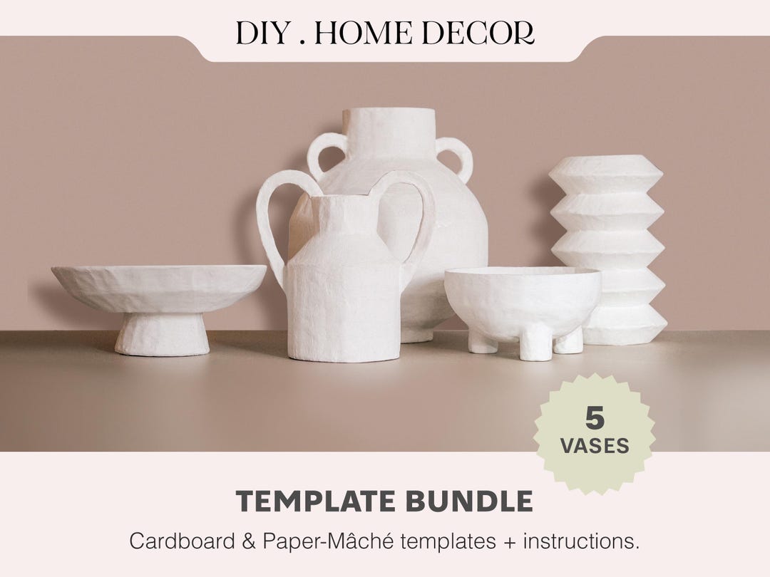 Cardboard & Paper Mâché Template PDF, Bundle of 5 Downloadable Paper ...