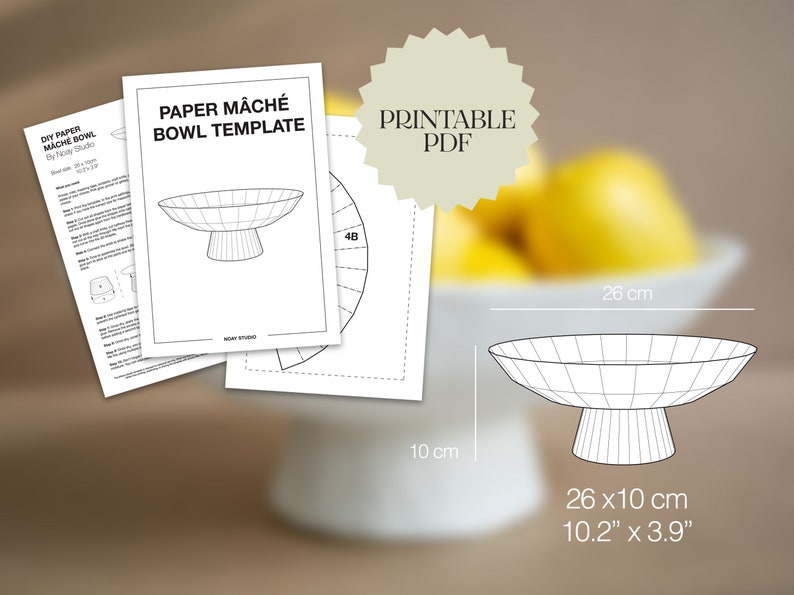 Bowl Template, Cardboard & Paper Mâché Template PDF, Downloadable Paper ...