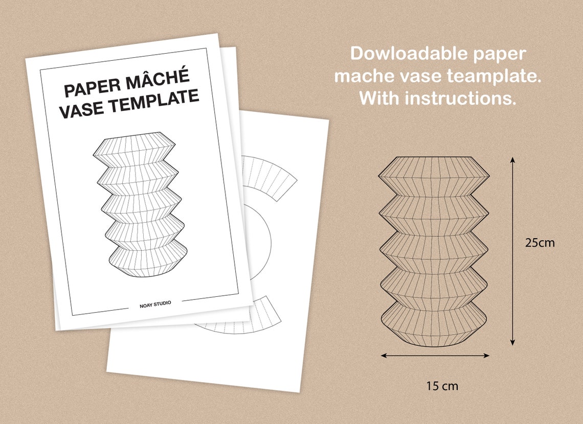 Cardboard & Paper Mâché Template PDF, Downloadable Paper Vase Template ...