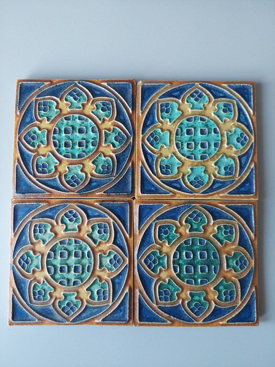 Four Decorative Masonry Tiles From Porceleyne Fles With a - Etsy