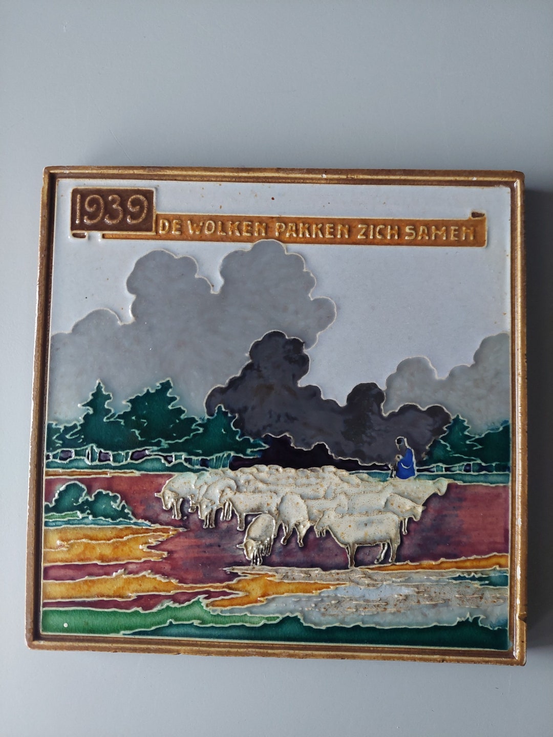 Cloisonne War Tile Westraven: 1939, the Clouds Are Gathering - Etsy