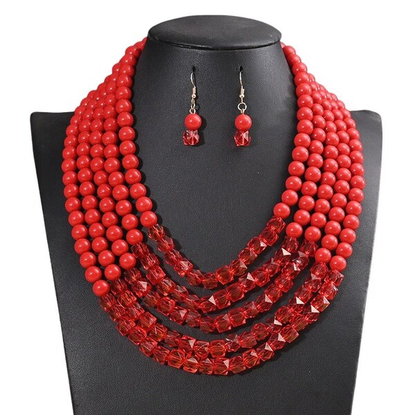 Red Necklace Set - Etsy