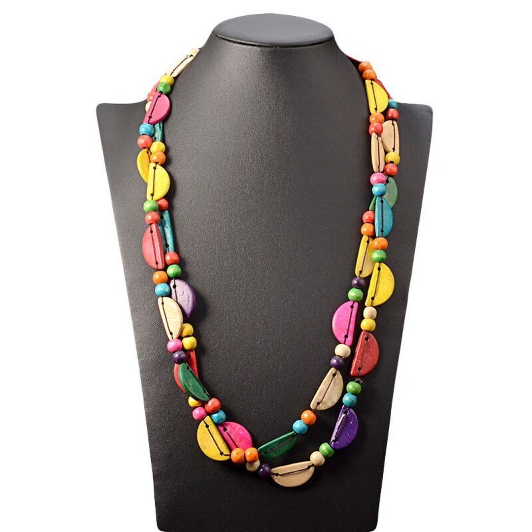 Bohemian Statement Necklace Wooden Boho Jewelry for Women - Etsy