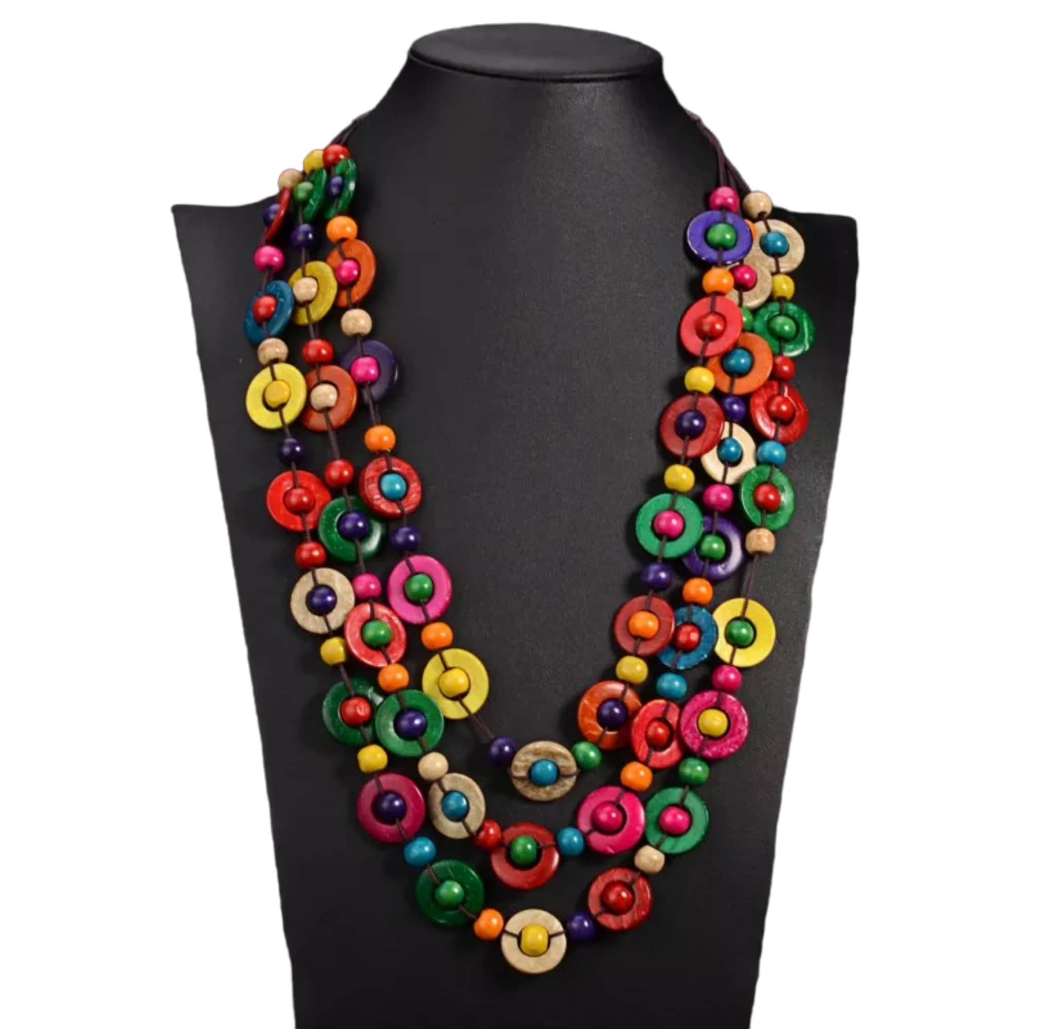 Bohemian Ethnic Statement Necklace, Multi Layer Beads Jewelry, Vintage ...