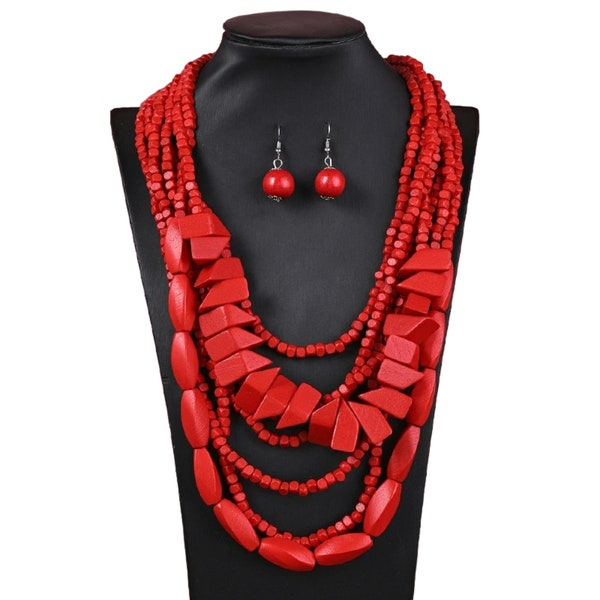 Red Statement Necklace - Etsy