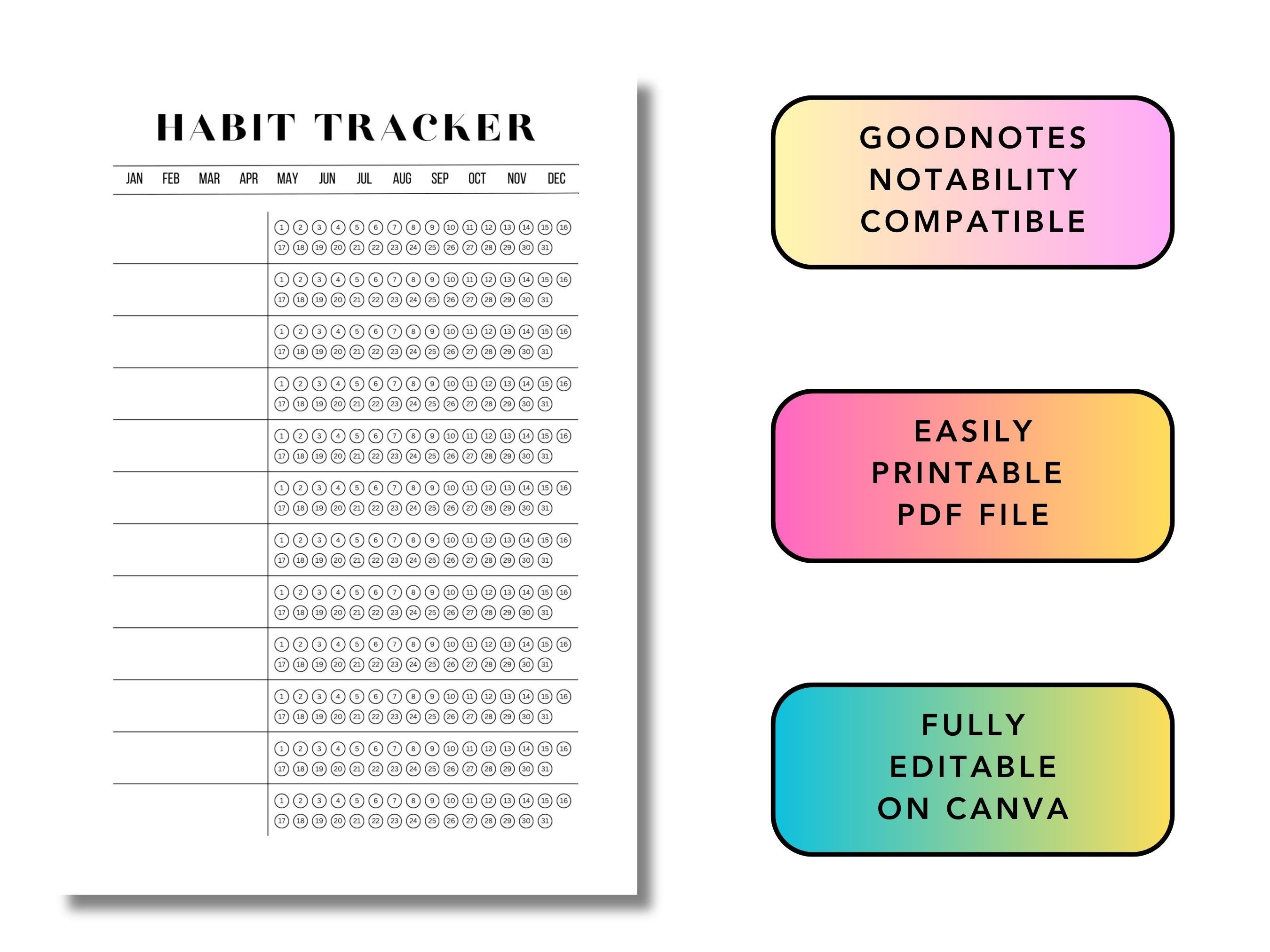 Minimalistic Daily Habit Tracker | Printable Self Care | Everyday Habit ...