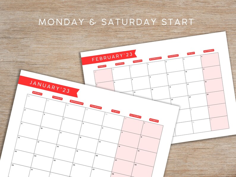 2023 Minimalist Printable Calendar | Editable PDF Desk Calendar | Large ...