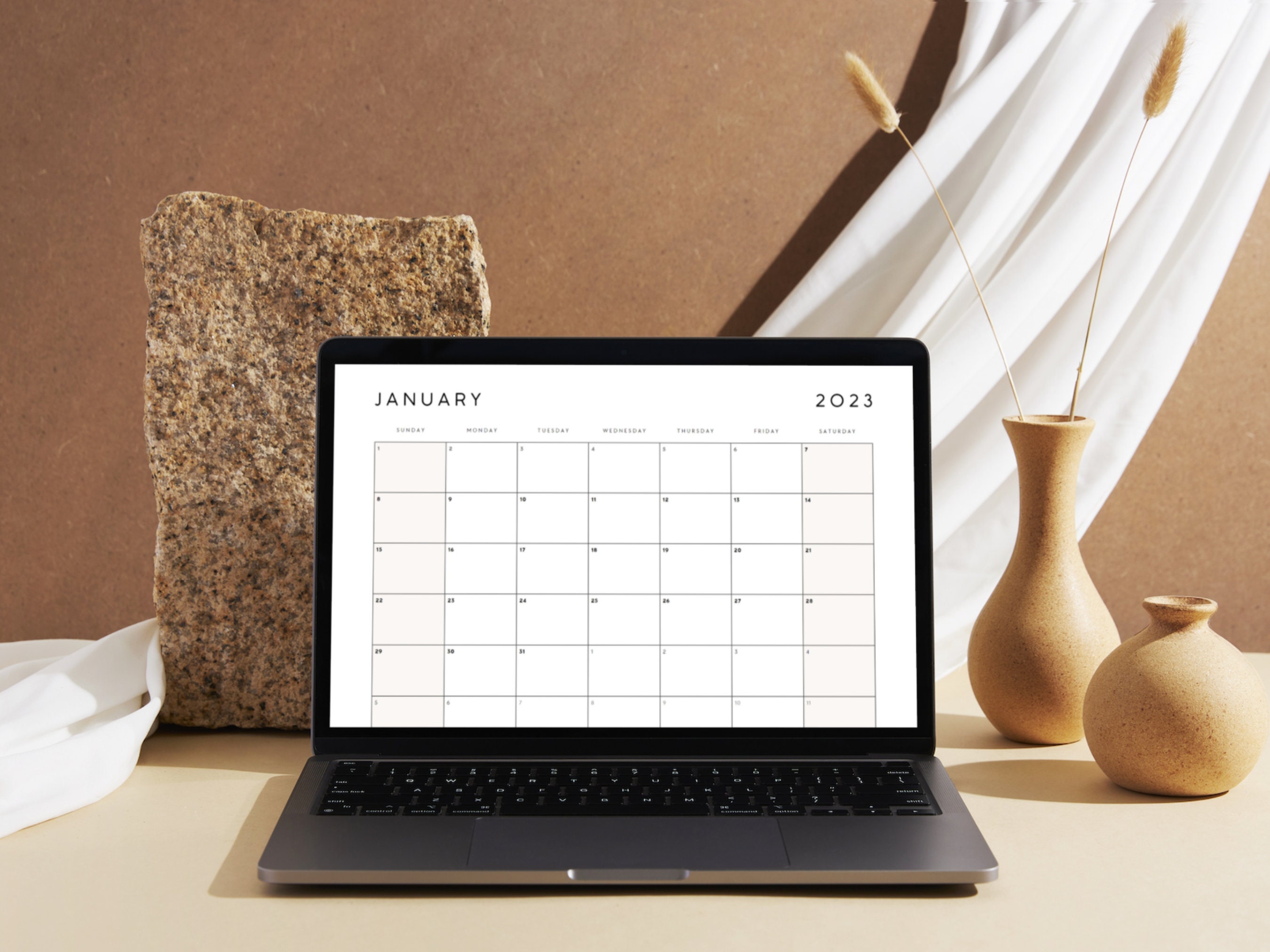 2023 Minimalist Printable Calendar | Editable PDF Desk Calendar | Large ...