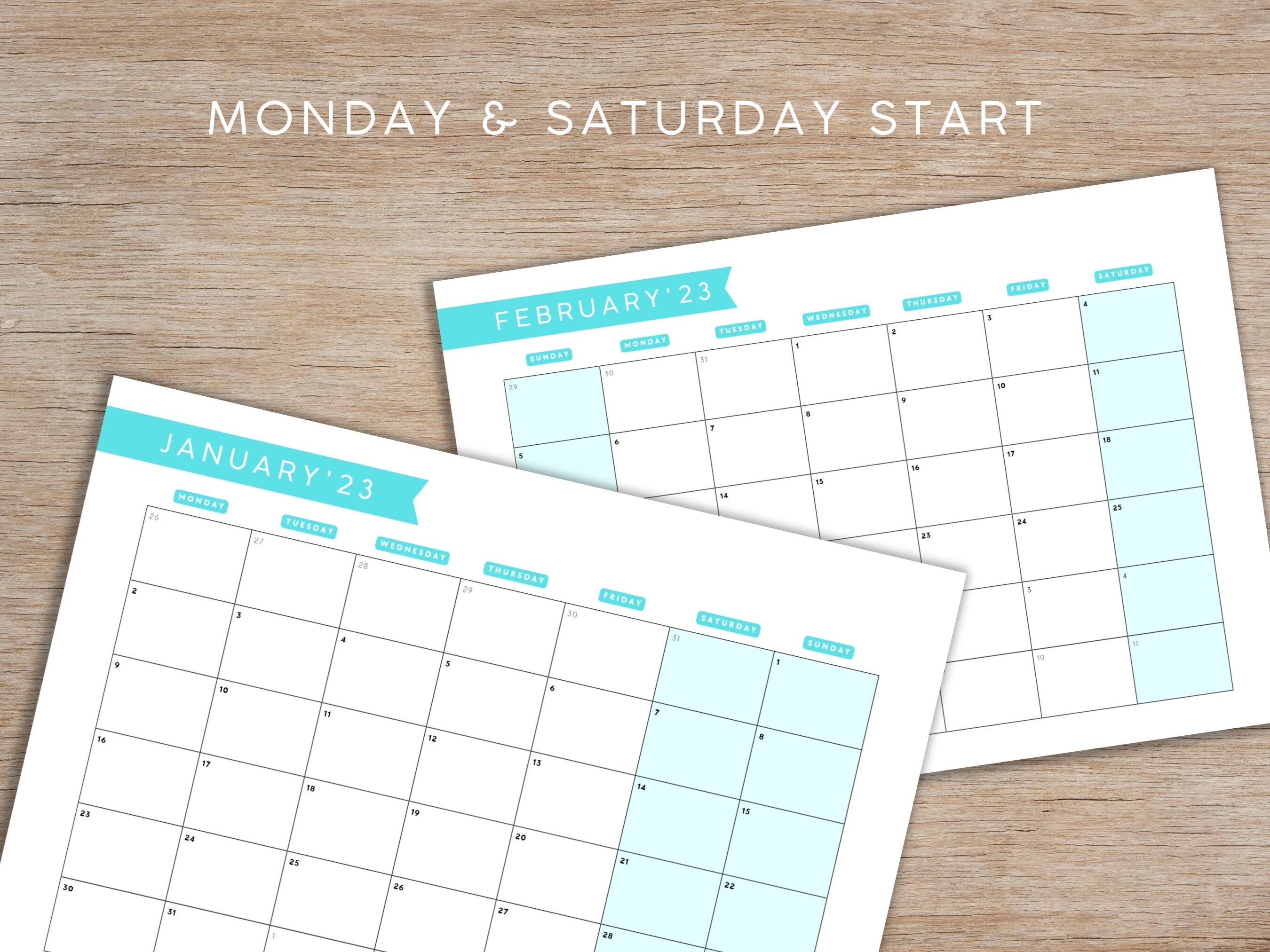 2023 Minimalist Printable Calendar | Editable PDF Desk Calendar | Large ...