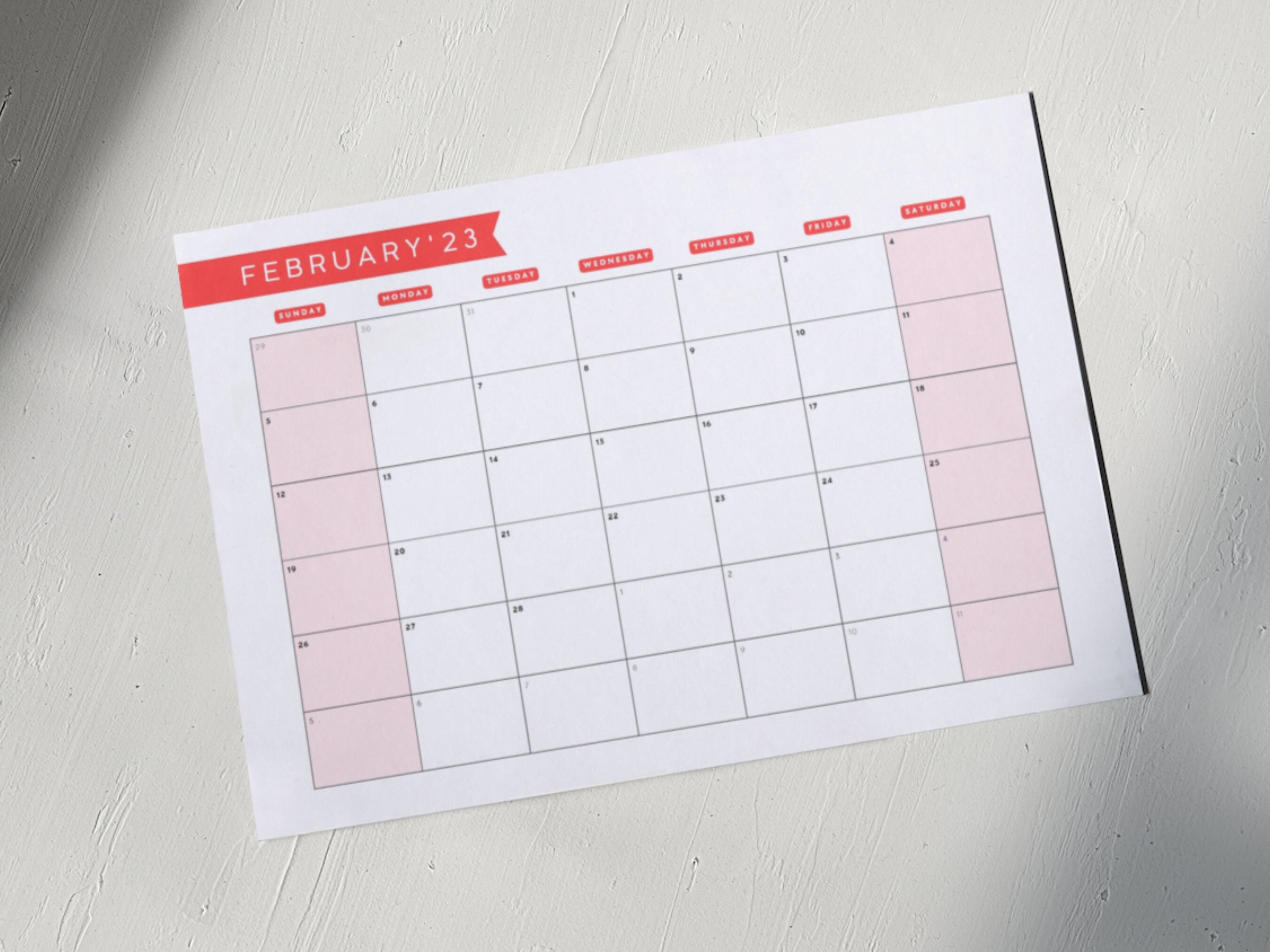 2023 Minimalist Printable Calendar | Editable PDF Desk Calendar | Large ...