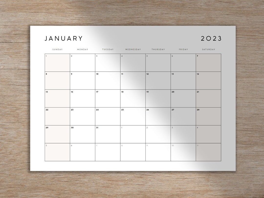 2023 Minimalist Printable Calendar | Editable PDF Desk Calendar | Large ...