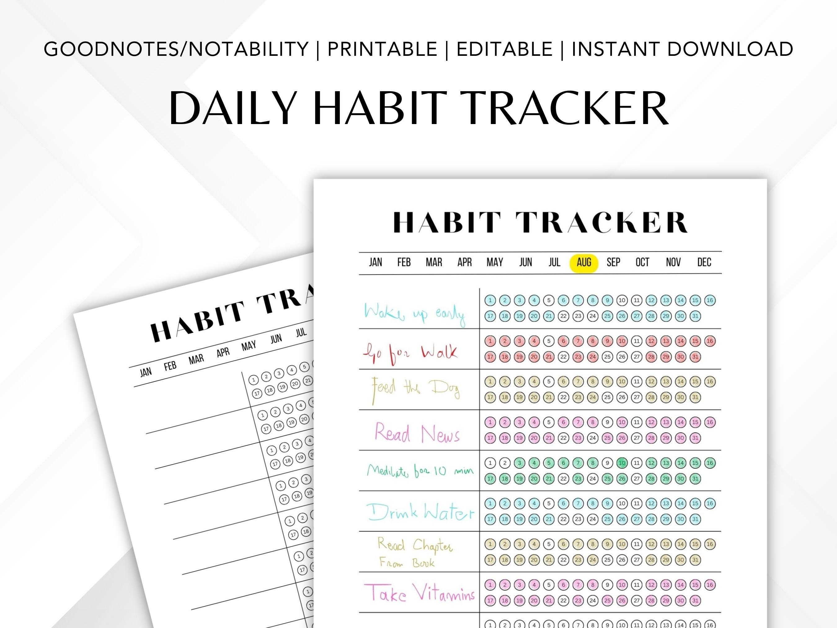 Minimalistic Daily Habit Tracker | Printable Self Care | Everyday Habit ...