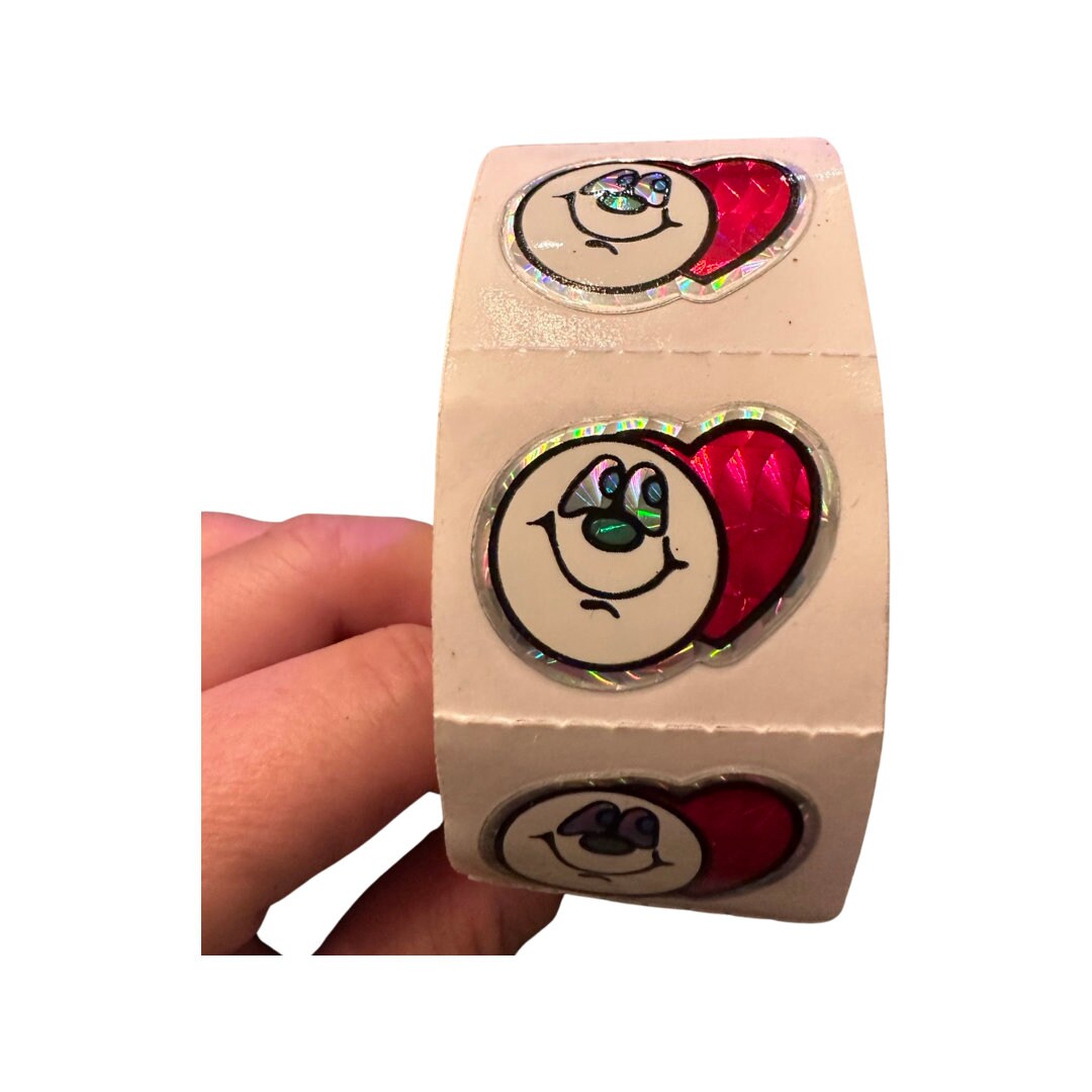 Roll of Smiley Face With Heart Stickers -125 Stickers - Etsy