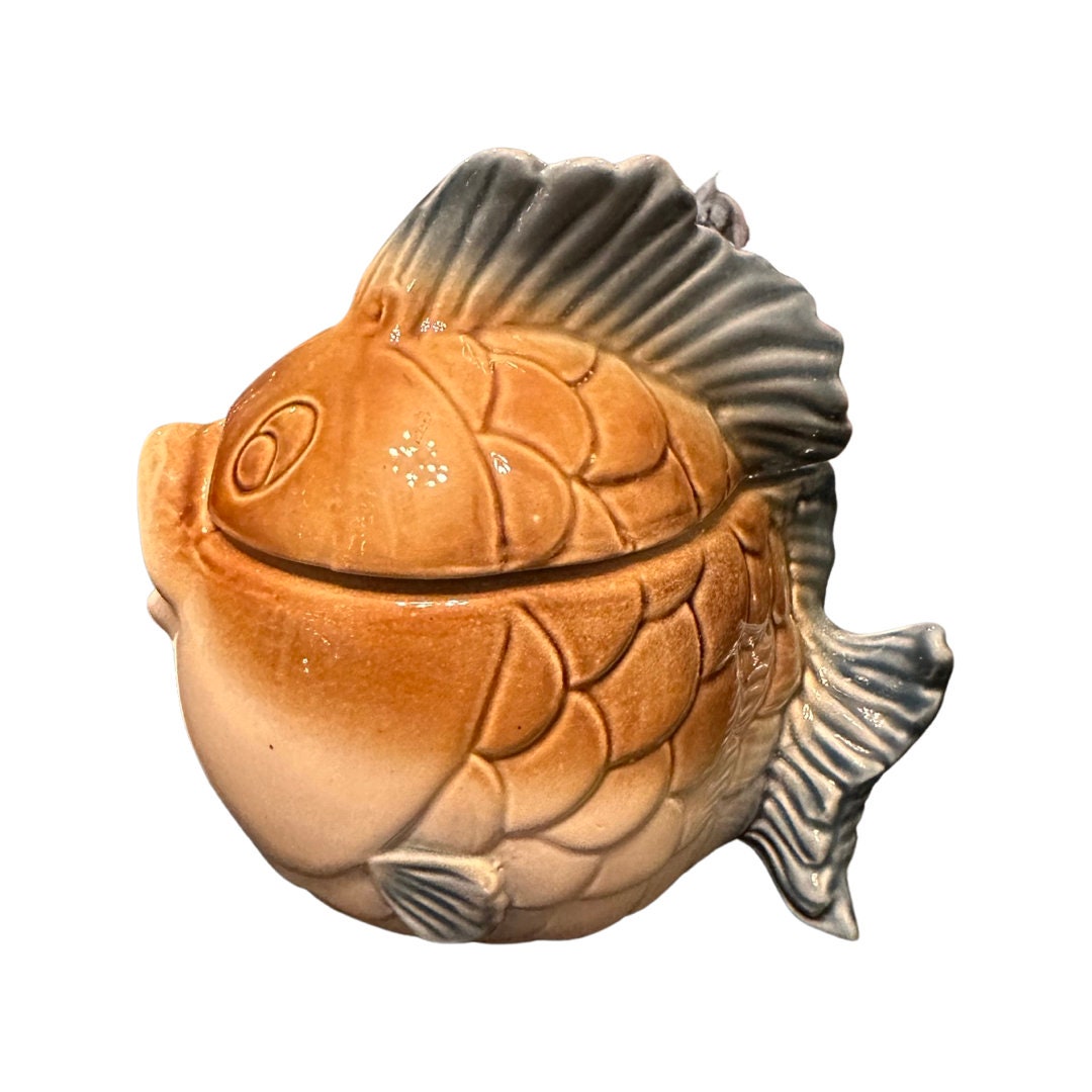 Vintage Ceramic Fish Jar - Etsy