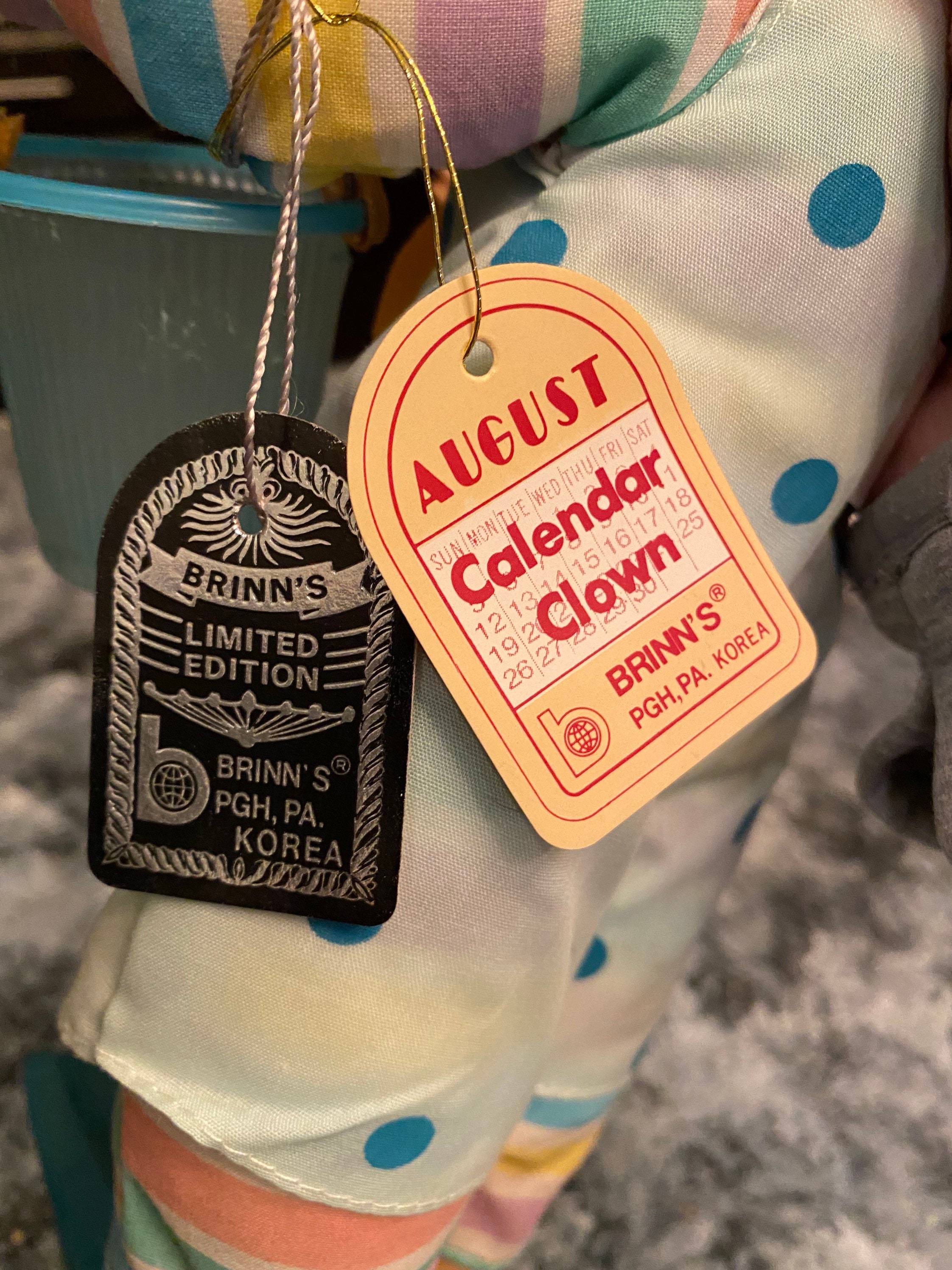 1986 August Calendar Clowns Doll - Etsy