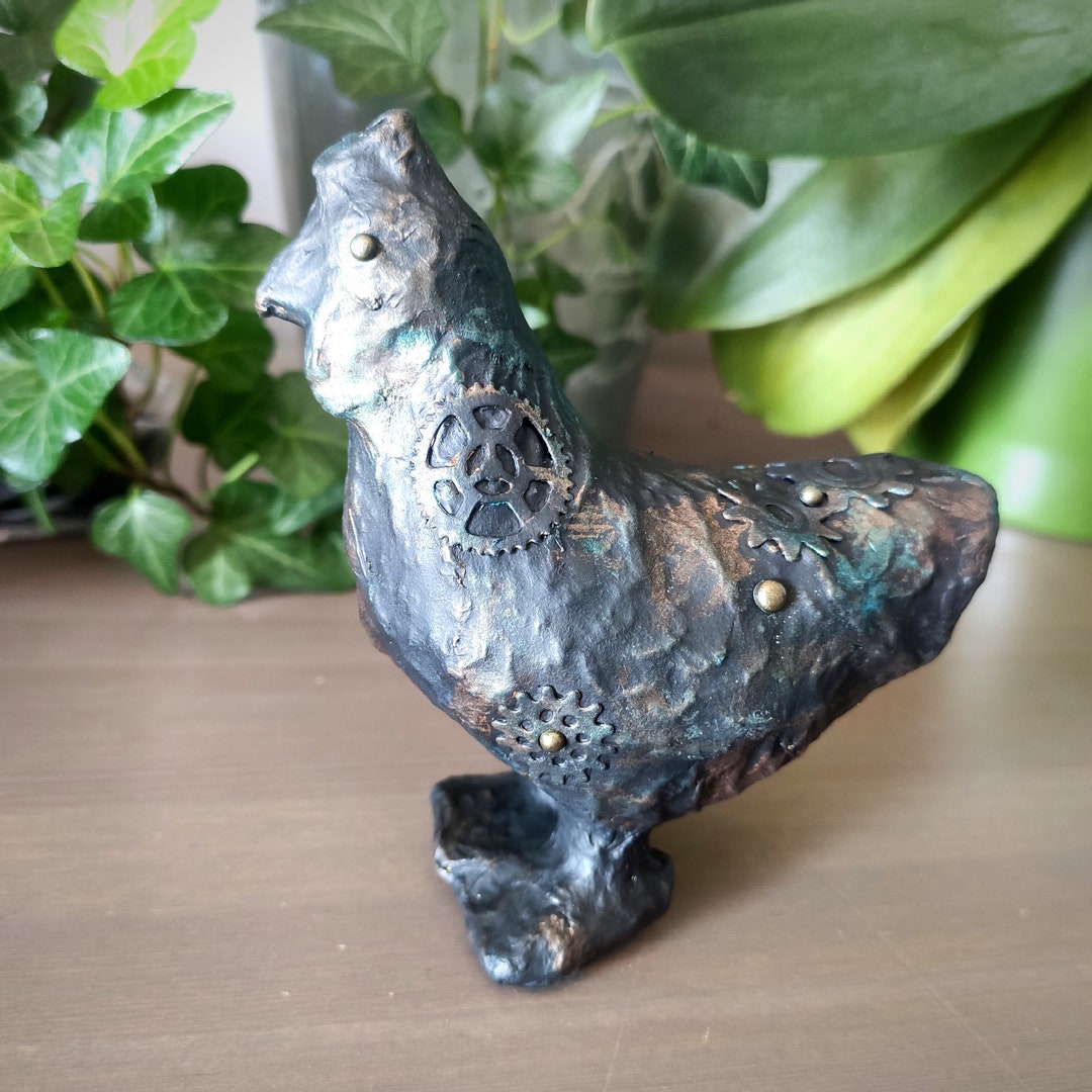 Steampunk-inspired Papier-mâché Chicken, Hand-decorated - Etsy