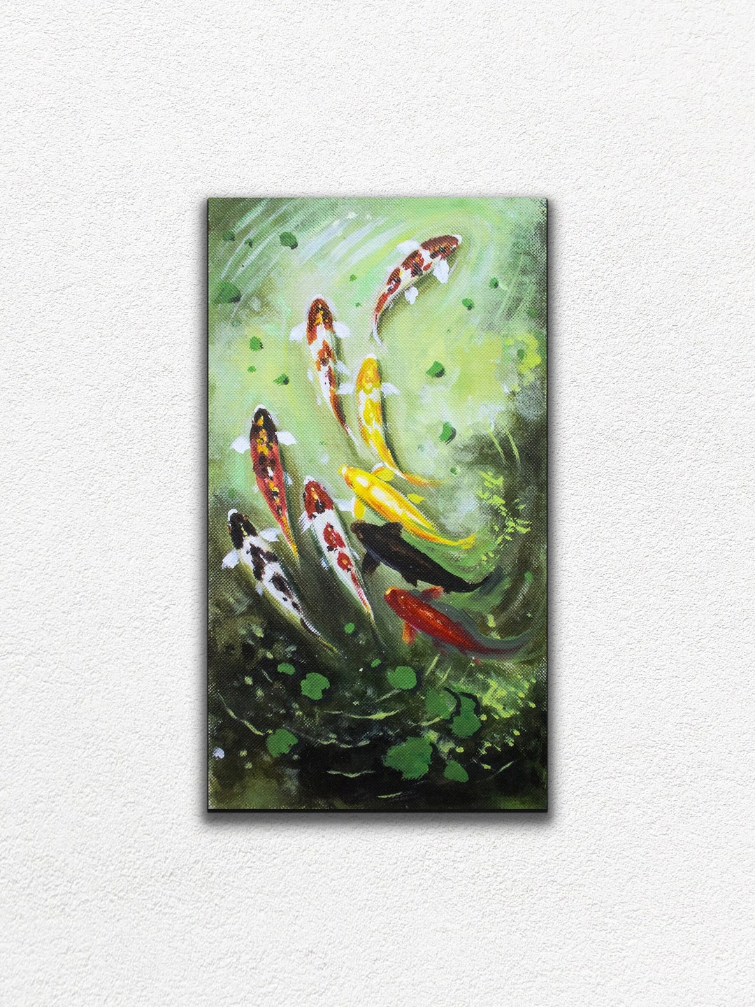 The Beauty of Koi | Original Painting, Painting on Canvas, Acrylic ...