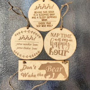 Baby Sleeping Sign for Front Door - Do Not Wake | Nap Time | Happy Hour ...