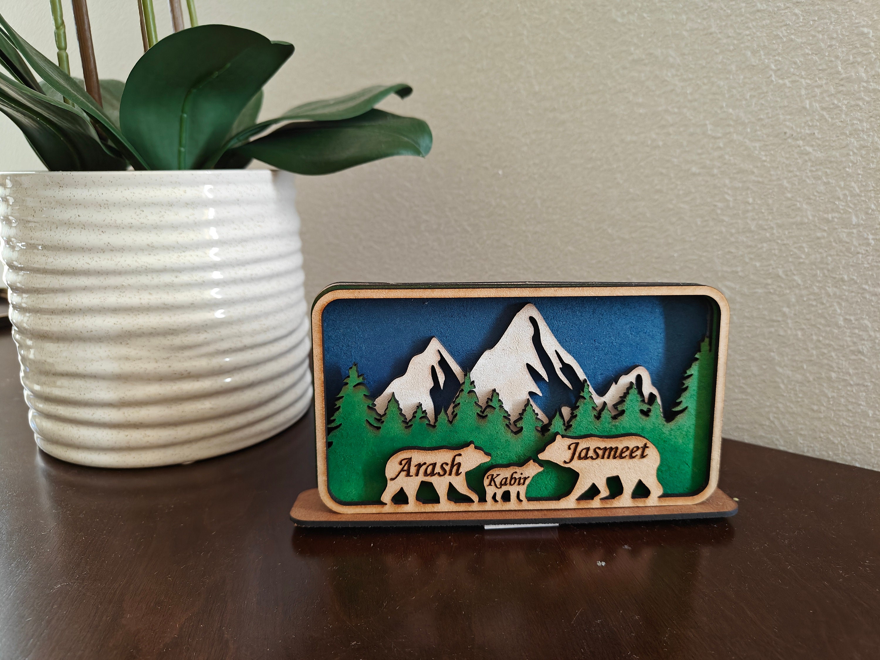 Multi Layered Wood Art- Family of Bears, Foxes or Mooses With Trees ...